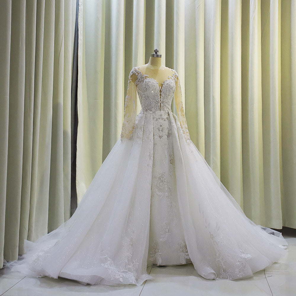 TBC-CM005 Custom-made luxury beading 2 in 1 look Mermaid&Aline wedding ...